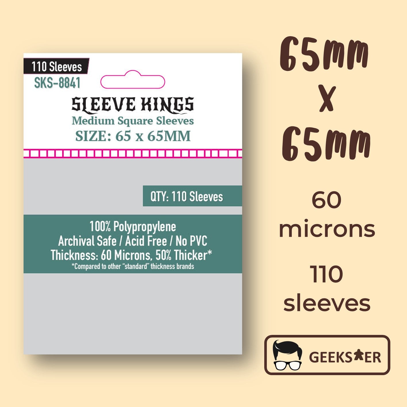 [65 X 65mm] 8841 Sleeve Kings Medium Square – Geekster