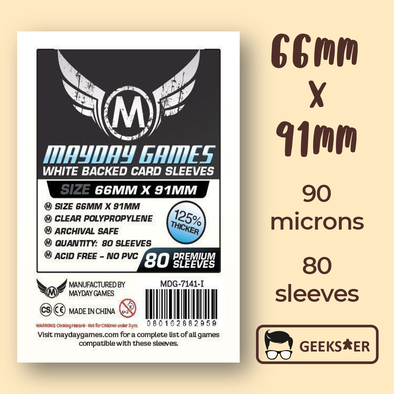 [66 X 91mm] 7141-I Mayday Premium "White Backed Card Sleeves" – Geekster