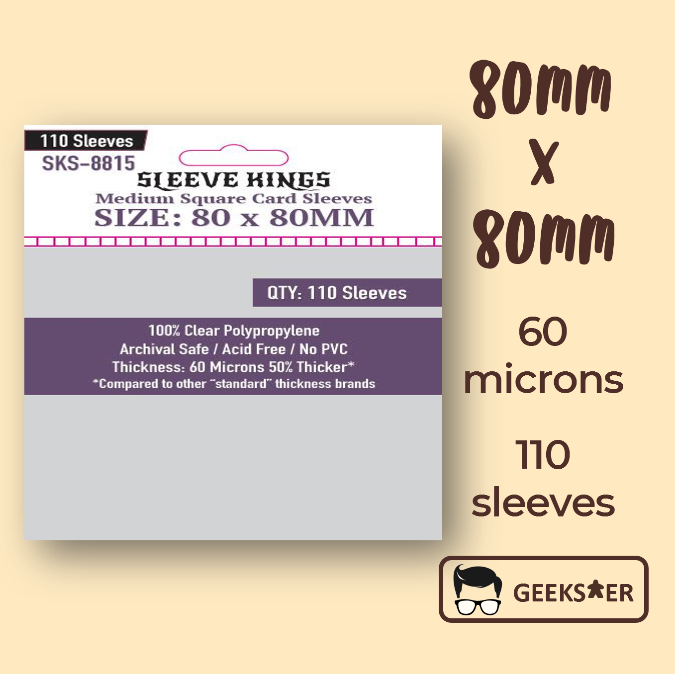 [80 X 80mm] 8815 Sleeve Kings Medium Square – Geekster